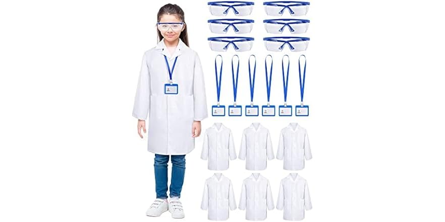 6 Set Lab Coat, Goggles & Card Holder