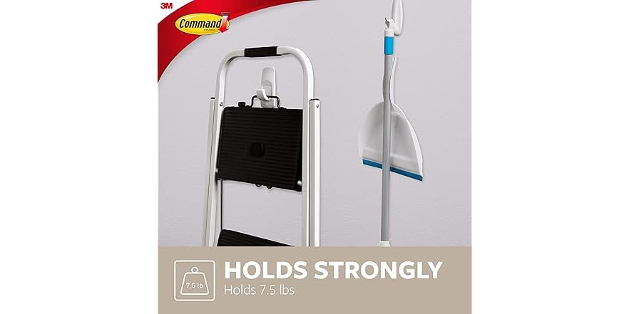 Jumbo Utility Hook, White, 1-Hook, 4-Strips