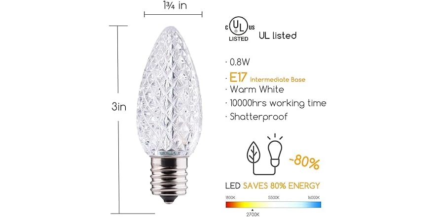 Minetom 50 Pack C9 LED Christmas Light Bulbs