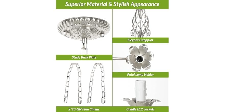 VerRon 6-Light Farmhouse Chandelier, Brushed Nickel