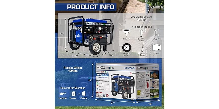 DuroMax Electric Start,Dual Fuel Portable Generator