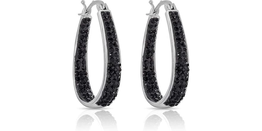 Yeidid Crystal French Lock Hoops Earrings