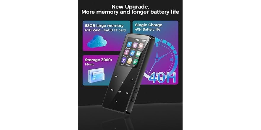 Cappsu 68GB MP3 Player w/ Bluetooth