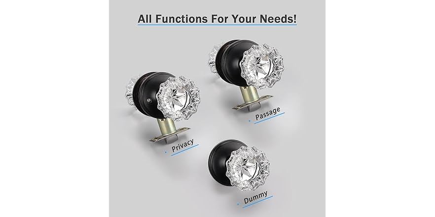 2 Pack Crystal Dummy Door Knobs