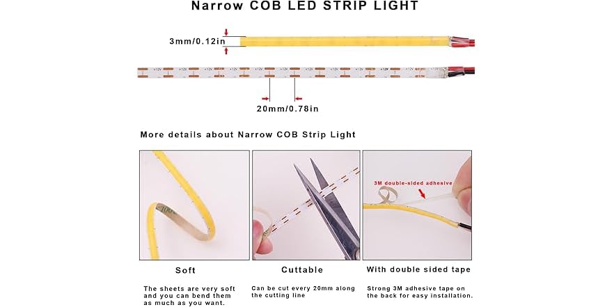 12V Cuttable COB LED Strip