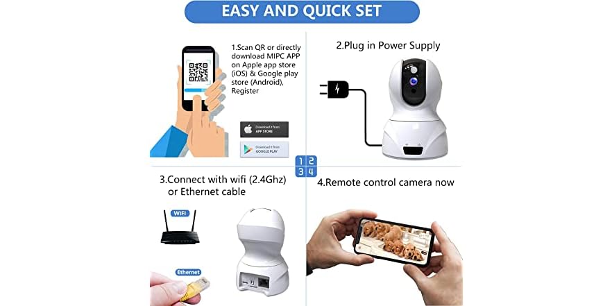 Syeh Security Camera 1536P Pet Camera Wireless WiFi Home Cam (Open Box)