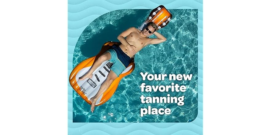 GRIP A POOL Pool Float Lounger 88" x 30", Guitar
