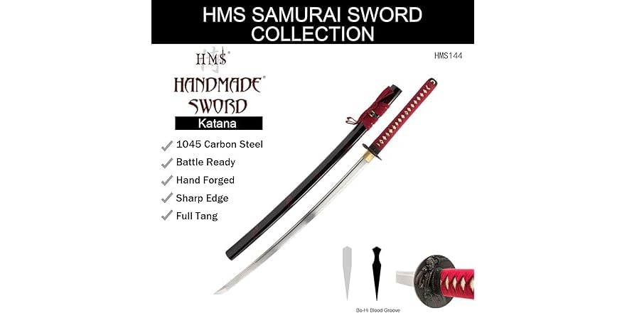 Handmade Katana Sword Warrior Red Tsuka