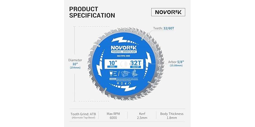 NOVORIK Circular Saw Blade, 10"