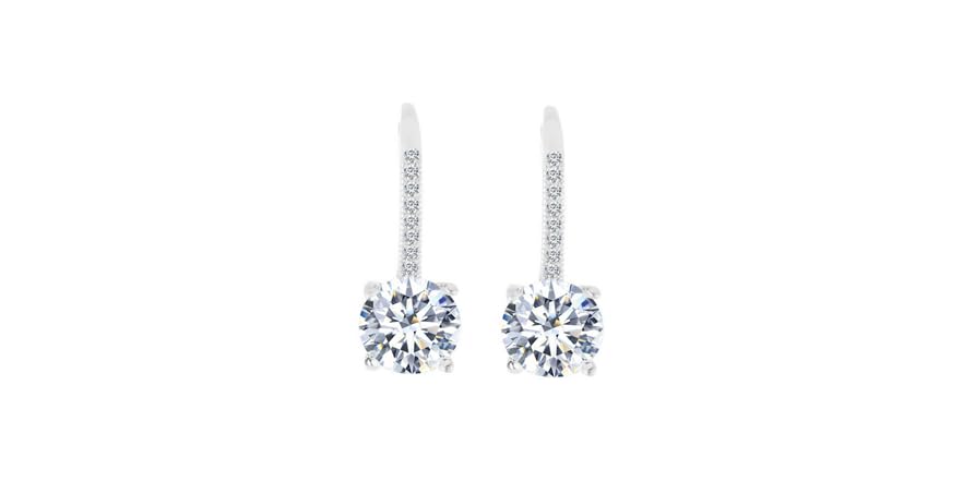 Round Cut Crystal Leverback Earrings