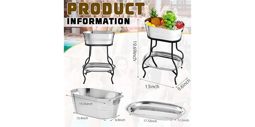 Stainless Steel Beverage Tub with Stand