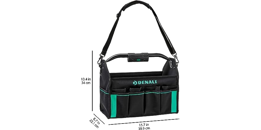 Amazon Brand - Denali Lighted Tool Bag, 30 Pockets
