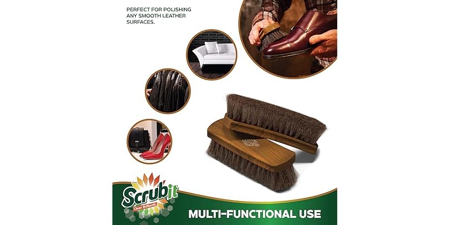 SCRUBIT Horsehair Shoe Shine Brush 6.75
