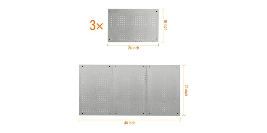 True & Tidy 3PC Pegboard Wall Panels 24"x16"
