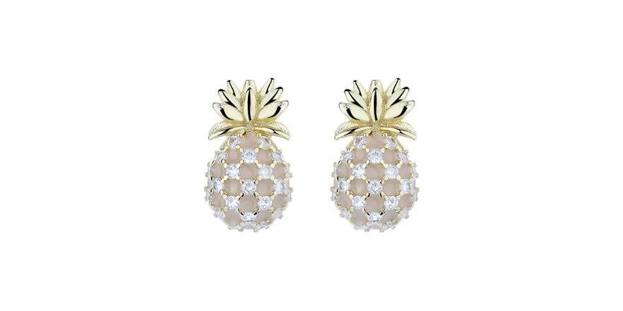 18K Gold Plated Pineapple Crystal Studs