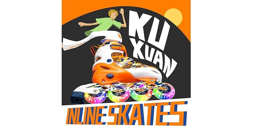 Kuxuan S Adjustable Inline Skates for Kids Orange (Open Box)