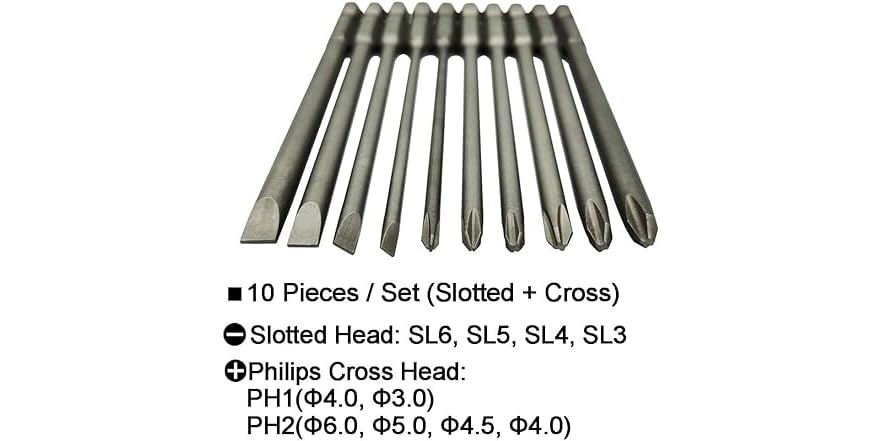 Long Slotted and Cross Driver Bit Sets