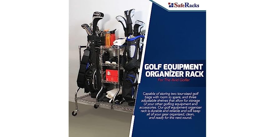 SafeRacks Golf Equipment Organizer Rack White