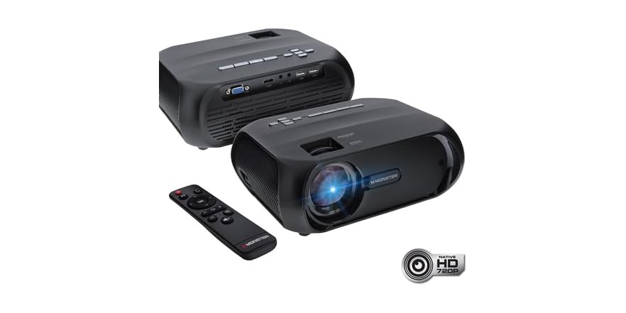 Monster 720p Projector & 100in Screen