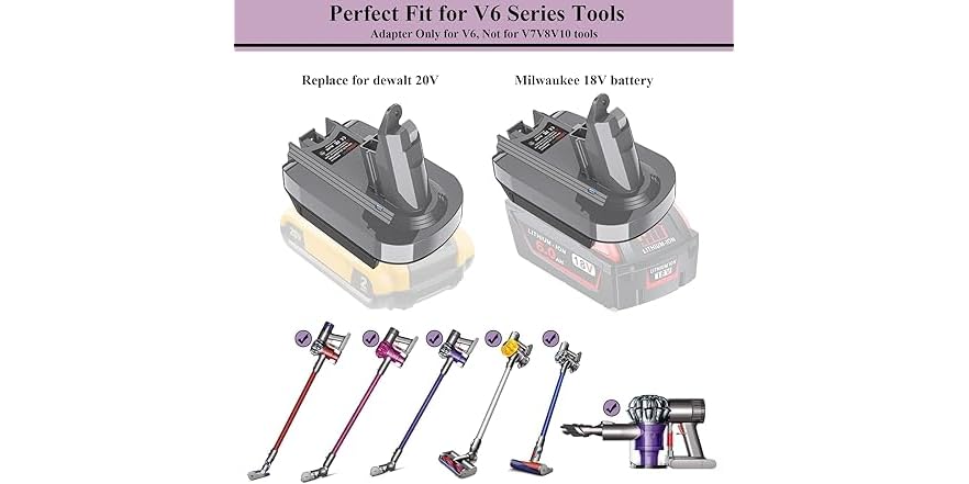 LONG FIT DEWALT 20V/M18 to Dyson V6 Adapter Kit