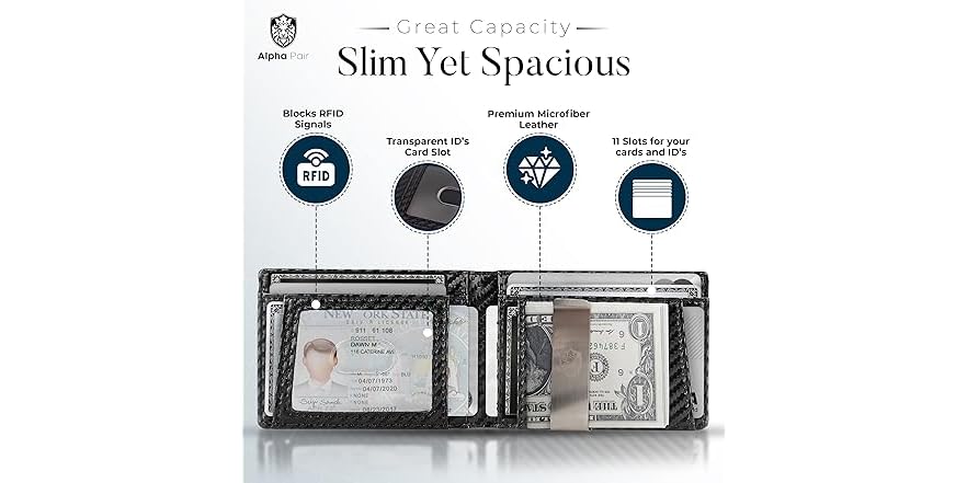 Slim Wallet RFID 12 Credit Card Holder