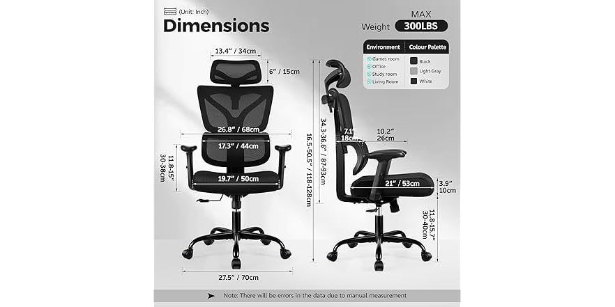 Ergonomic Office Chair High Back Desk Chair with Lumbar Supp (Open Box)