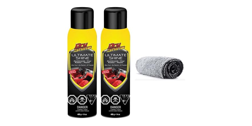 2 Cans Dry Shine Ultimate Shine Interior Detailer & Rubber Revitalizer ...