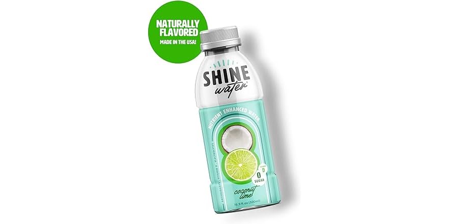 (12 Pack) ShineWater Coconut Lime Bottles 16.9 Fl Oz Each