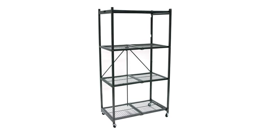 Origami 4-Tier Foldable Metal Shelf w/ Wheels