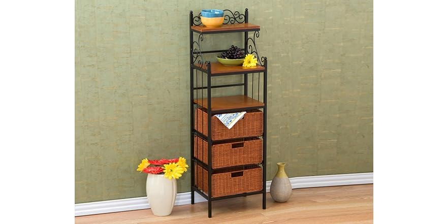 "Manilla" 3 Drawer Rattan Baker's Rack