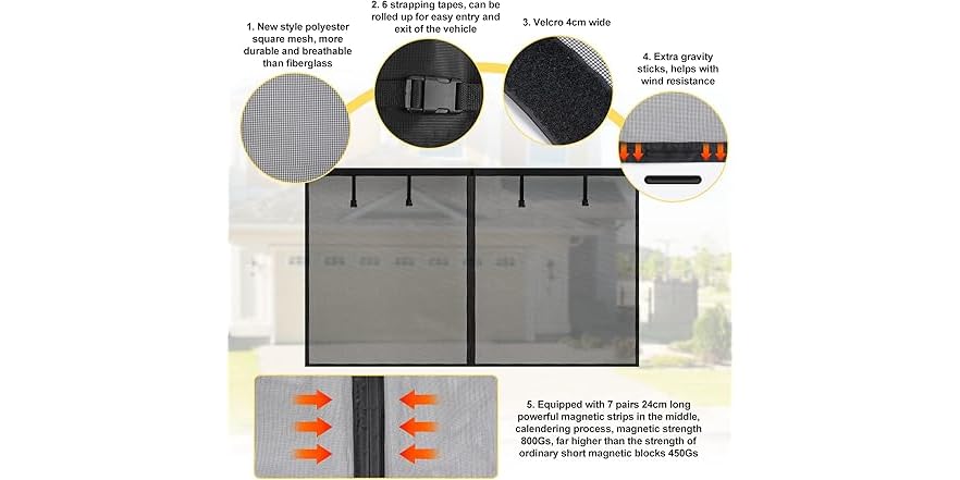 1 Car Garage Door Screen 9 x 7FT