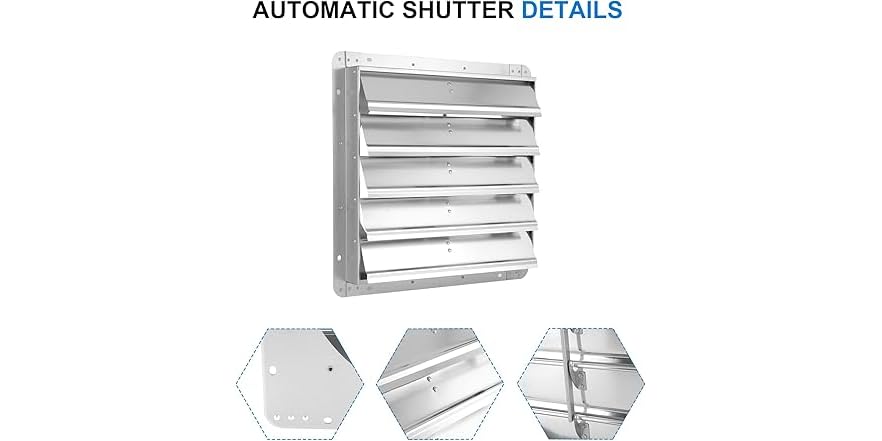 iPower 20" Square Aluminum Automatic Shutter Vent