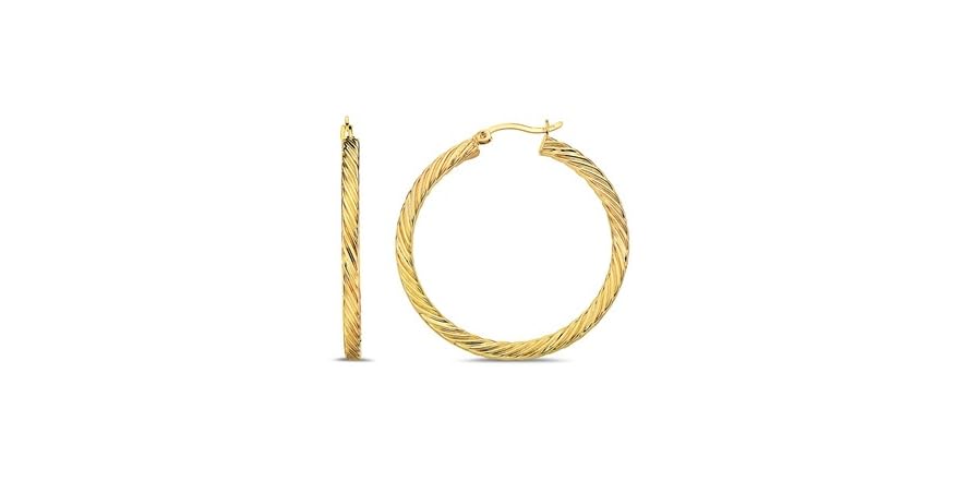 18KT Gold-Plated Twisted Square Tube Hoop