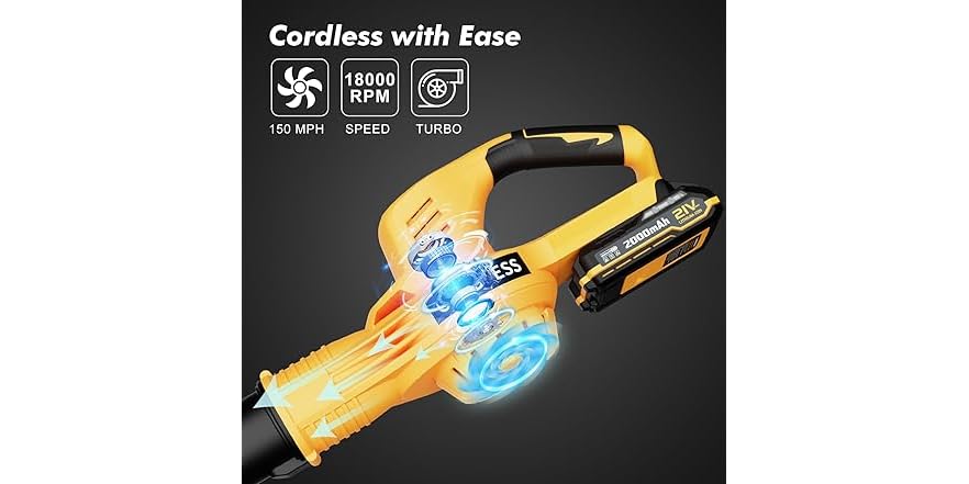 LAZYBOI 21V Yellow Cordless Leaf Blower