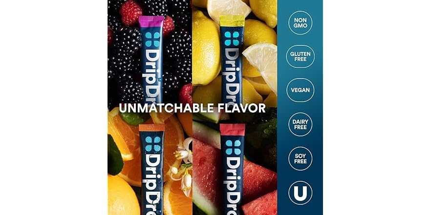 (2-Pack) DripDrop Hydration - Bold Variety,16 Sticks