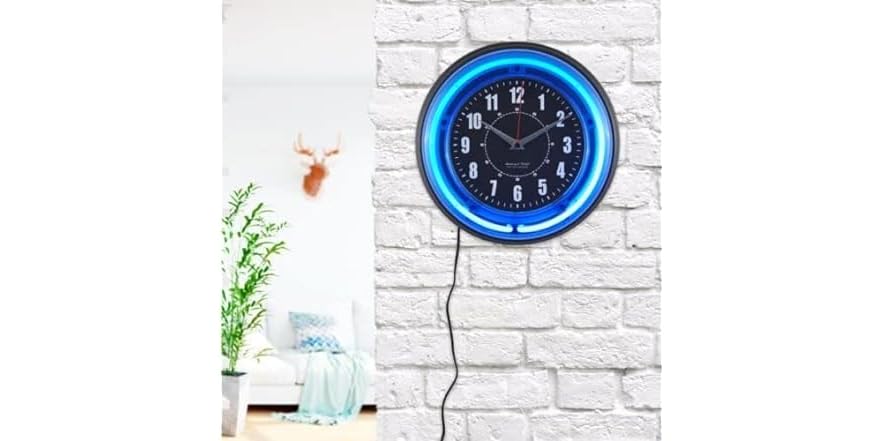 11" Neon Wall Clock, Neon Blue