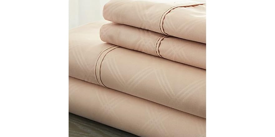Plaid Embossed Microfiber Bed Sheet Set