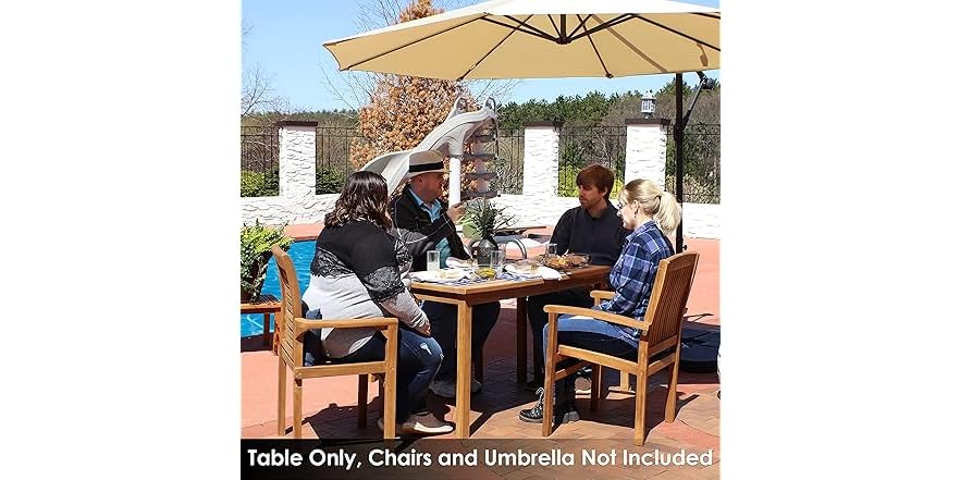 Sunnydaze Solid Teak Outdoor Dining Table