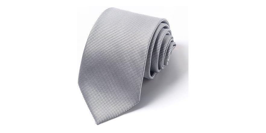 Formal Men’s Necktie - Metallic Silver Grid