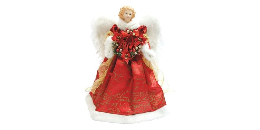 16" Red Scroll Angel Tree Topper