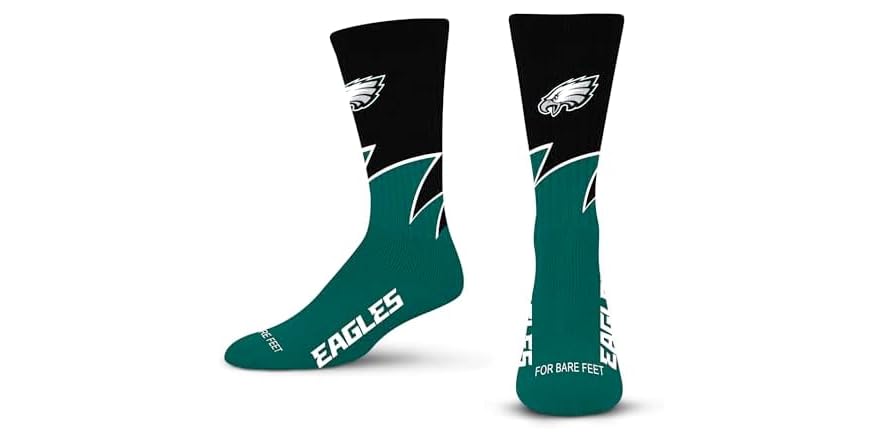 PHILADELPHIA EAGLES Black Wave Crew Sock (L)
