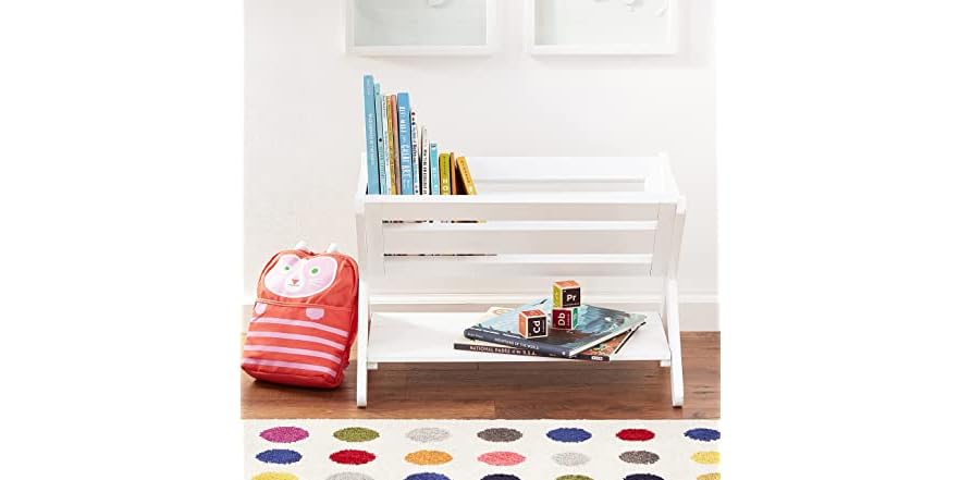 Kids' Book Caddy with Shelf, White