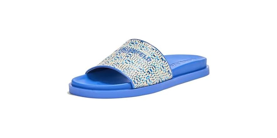KARL LAGERFELD Women's Hazlet Flat Sandal Slide With Logo (7) (Open Box)