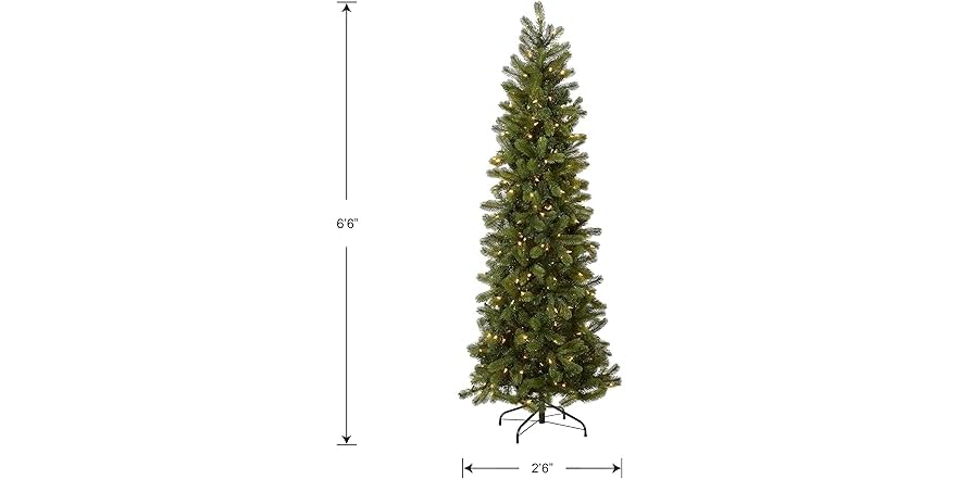 Pre-Lit Artificial Slim Downswept Christmas Tree