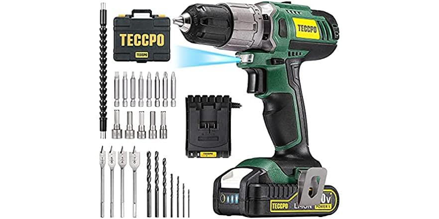 TECCPO Cordless Drill Driver Set with 29 Pcs