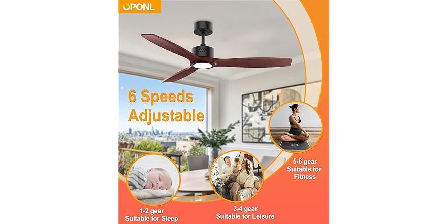 OPONL Natural Solid Wood 52in Ceiling Fan (Open Box)