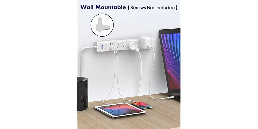 AUOPLUS 10ft 6-Outlet Surge Protector Power Strip with USB