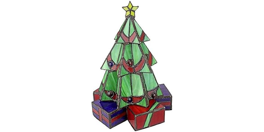 Design Toscano Christmas Tree Stained Glass Lamp