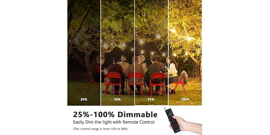 48FT S14 Solar String Lights Outdoor with Remote
