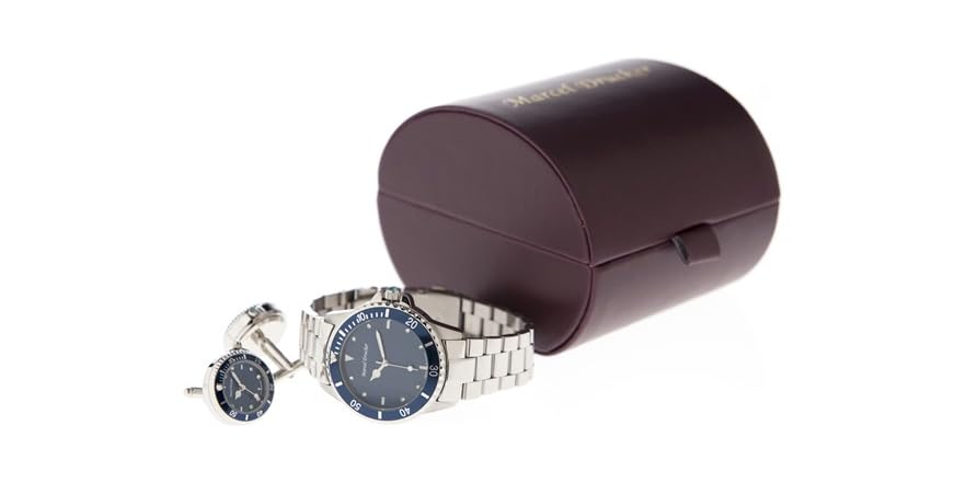 Men's Watch, Cufflink Set, Blue Dial